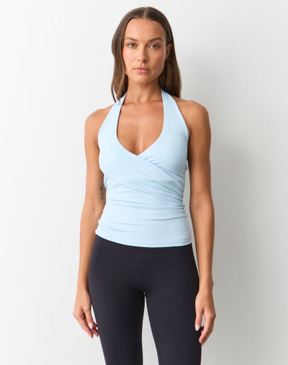 Active Cross Over Halter Top in Skyline Shine | Glassons AU