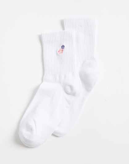 Embroidered Ankle Sock in Daisy X White | Glassons