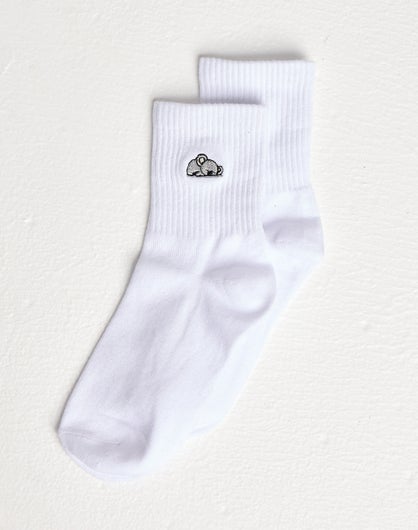 Embroidered Ankle Sock in Sleepy Koala X White | Glassons