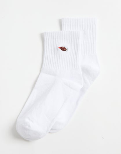 Embroidered Ankle Sock in Soy Fish X White | Glassons