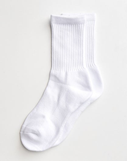 Ribbed Crew Sock in White | Glassons