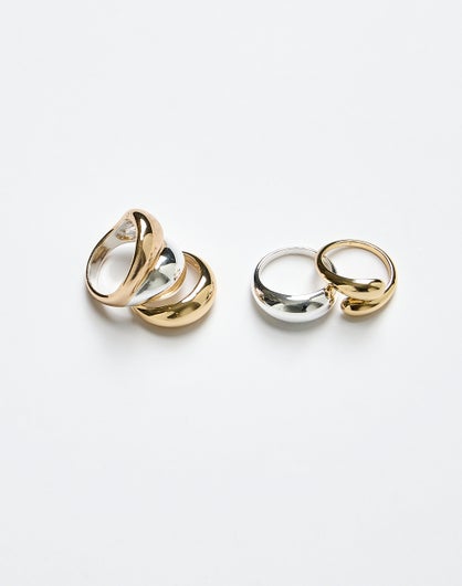 Two Tone Plated Ring Pack in Gold X Silver | Glassons AU