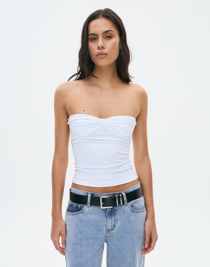 Twist Strapless Top in White | Glassons US