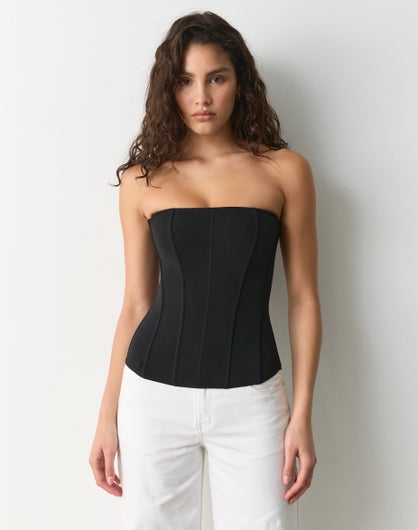 Strapless Mesh Sculpt Corset in Black | Glassons AU