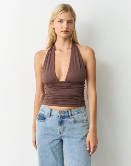 Ruched Halter Top in Coco Loco | Glassons AU