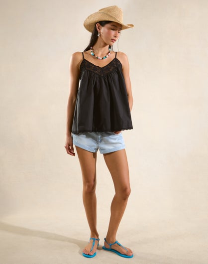 Low Rise Fold Hem Denim Mini Short in Vintage Bobbi Blasted | Glassons SG