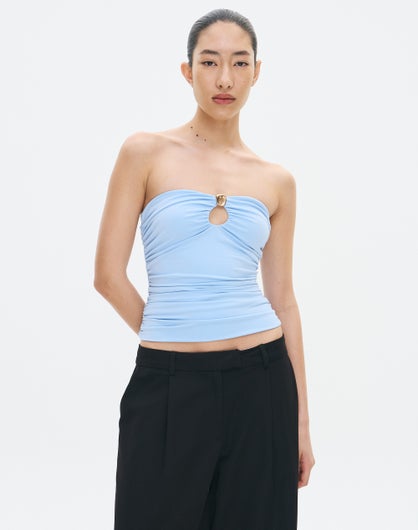 Strapless Hardware Detail Top in Glacial Pace X Gold | Glassons SG