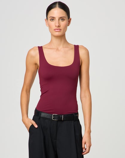 Scoop Neck Supersoft Tank in Moody Plum | Glassons