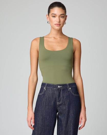 Scoop Neck Supersoft Tank in Olive You A Lot | Glassons