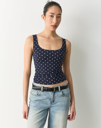 Print Scoop Neck Supersoft Tank in Twilight Maria Polka Dot | Glassons
