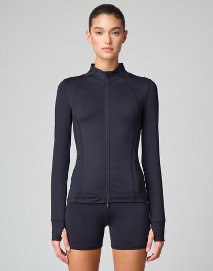 Active Double Zip Panelled Jacket in Black | Glassons